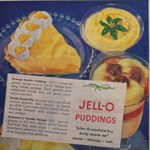 Jell-o | Art | Vintage Jello Fullcolor Print Ad 942 Jellopuddings ...